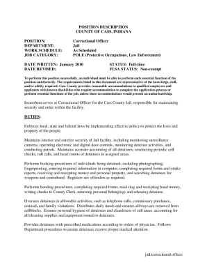 Fillable Online Confinement Officer DEPARTMENT: Jail WORK S Fax Email ...