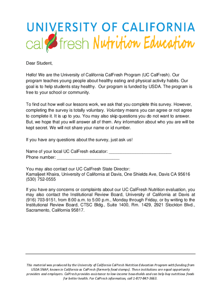Fillable Online Dear Student, Hello! We are the University of ... - UC ...