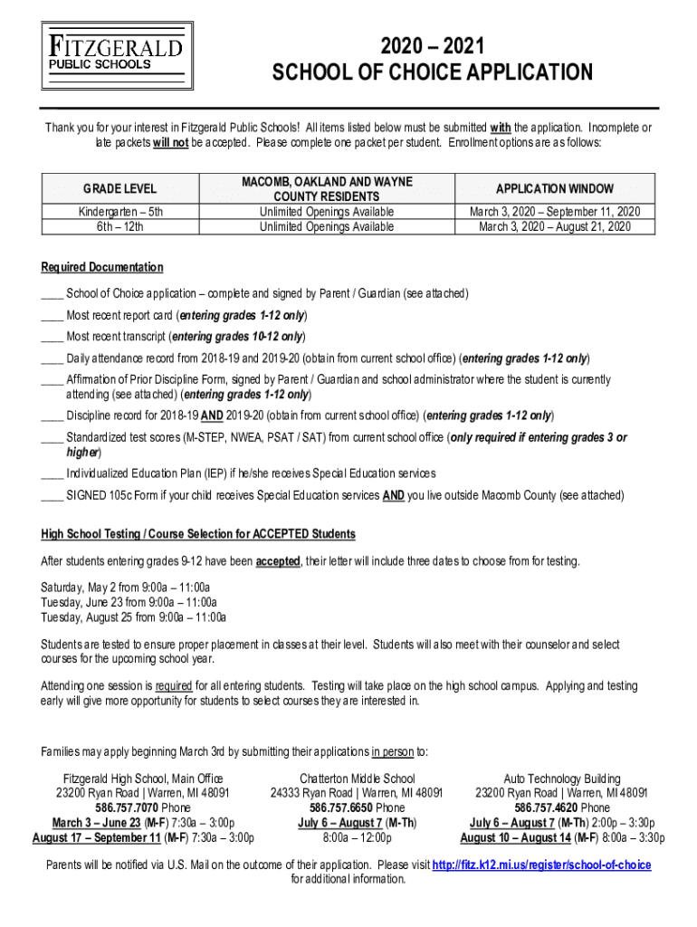Fillable Online fitz k12 mi Using the Standard Application Online ...