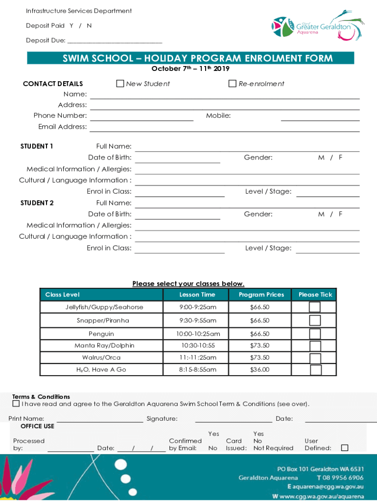 Fillable Online Swim Lessons Registration Form Template - Jotform Fax ...