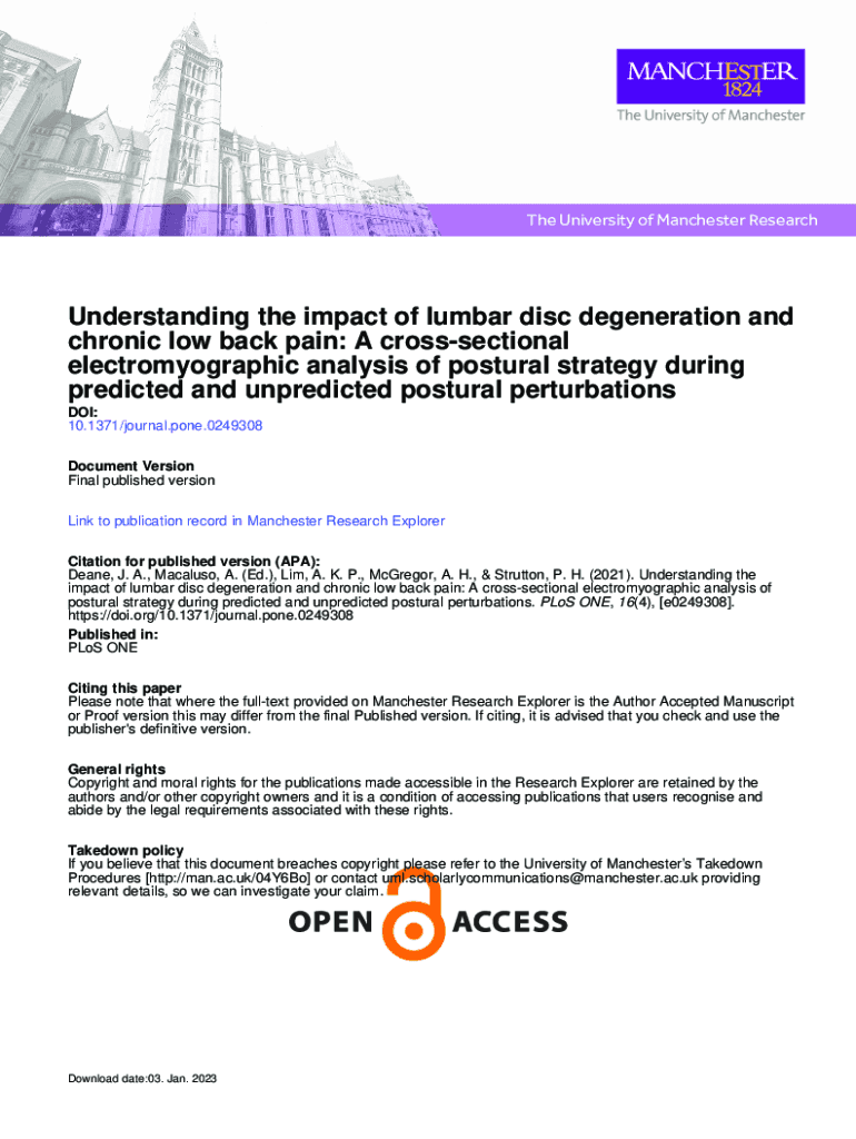 Fillable Online research manchester ac Understanding the impact of lumbar disc degeneration and ...