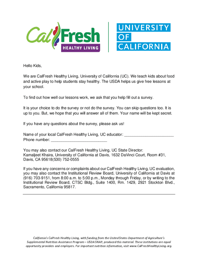Fillable Online UC CalFresh Nutrition Education Program Fax Email Print ...