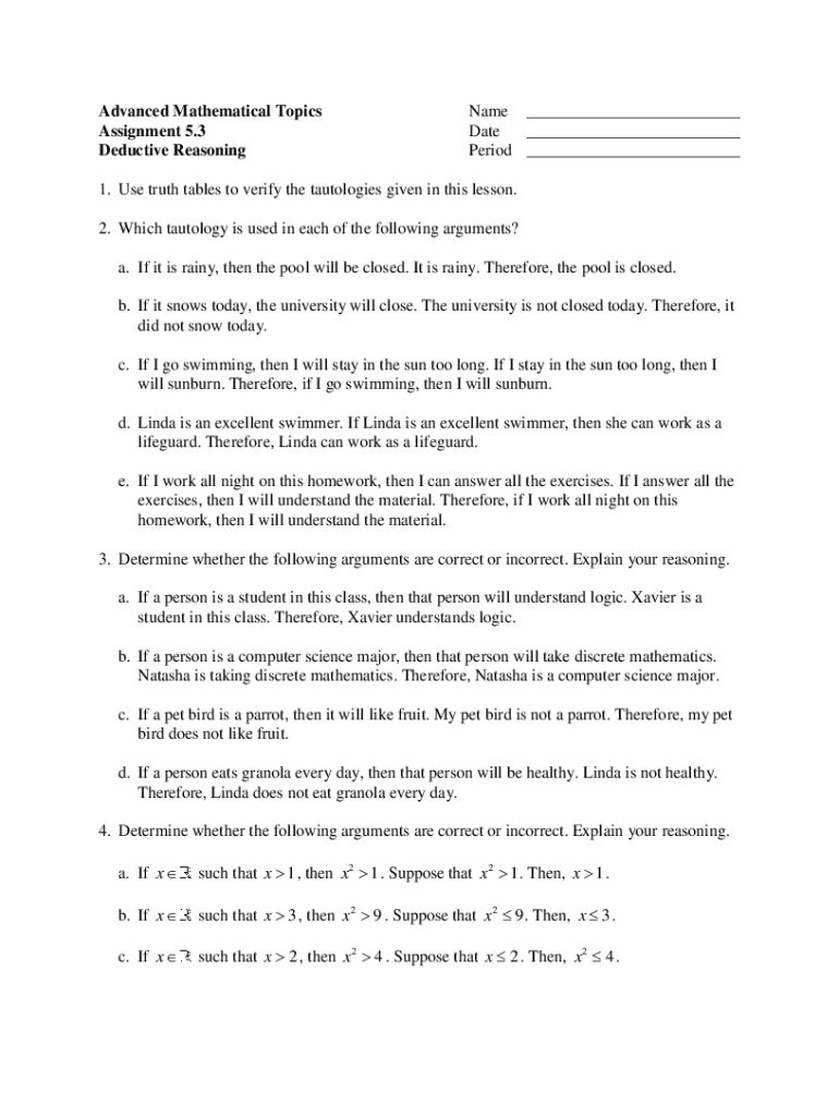 Fillable Online Tautology in Maths - Definition, Truth Table and ...