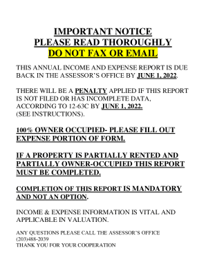 Fillable Online Income and Expense Forms Due June 1 - Cohen and Wolf, P ...