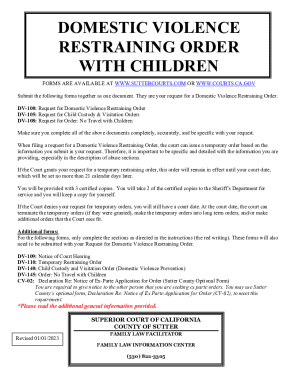 Fillable Online Form PacketsDomestic Violence Restraining Order with ...