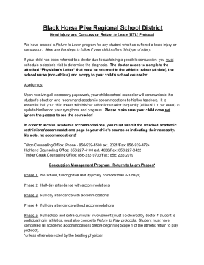 Fillable Online Table 1: Return to Learn (RTL) Protocol After ...
