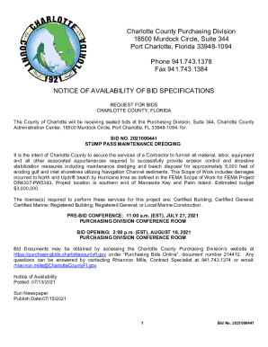 Fillable Online notice of availability of bid specifications Fax Email Print - pdfFiller