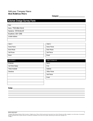 Fillable Online Kitchen Design Survey Form - NKBA Fax Email Print ...