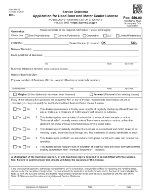 Fillable Online Form BM-32 Application for Used Boat and Motor Dealer ...