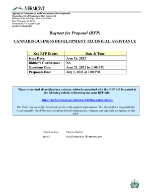 Fillable Online outside vermont Request for Proposal (RFP) - Vermont ...