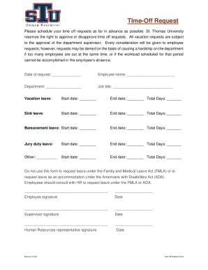 Fillable Online Time-Off Request Fax Email Print - pdfFiller