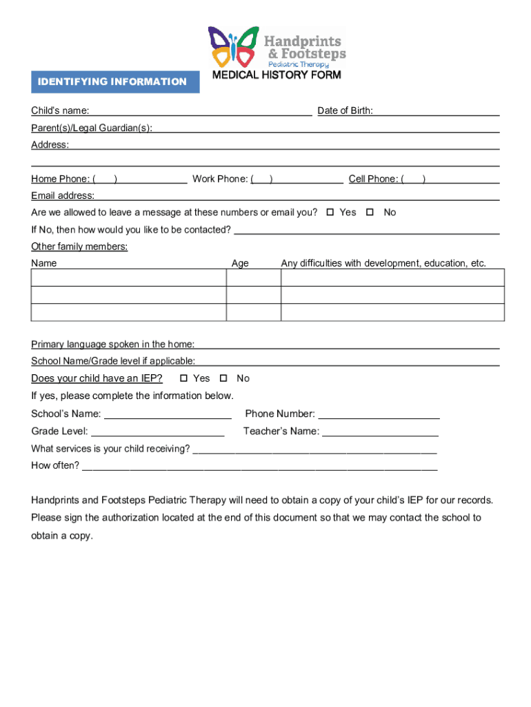 Fillable Online Child Health form final copy.xlsx - Wilson Orthodontics Fax Email Print - pdfFiller