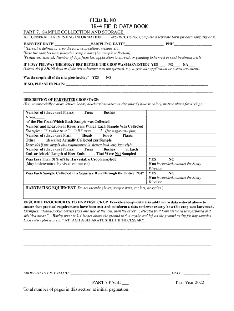 Fillable Online IV. Specimen Field Notebook Fax Email Print - pdfFiller