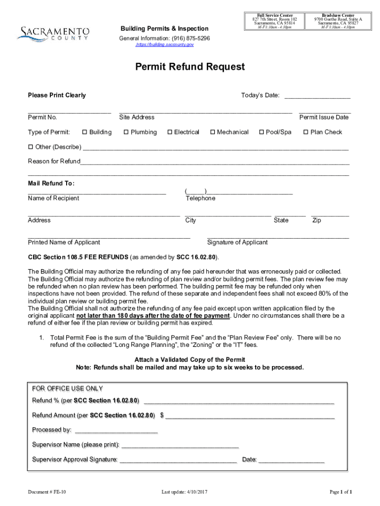 Fillable Online Building Permits and Inspection (BPI) - Sacramento ...