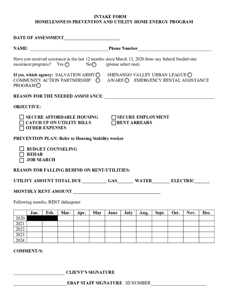 Fillable Online sample supportive housing intake/assessment form Fax ...