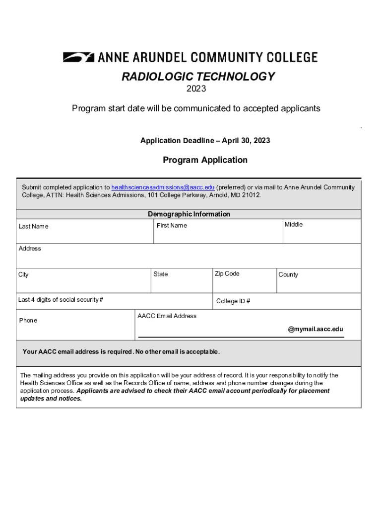 Fillable Online Health Sciences Events:- Radiologic Technology ...