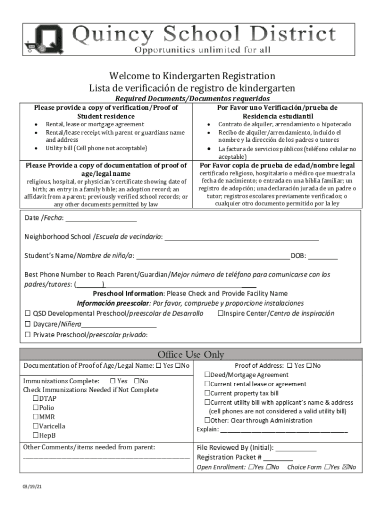 Fillable Online Student Enrollment - East Valley School District No.90 Fax Email Print - pdfFiller