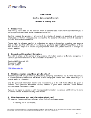 Fillable Online Privacy Notice TEMPLATE - Web Forms - V2 - Eurofins ...