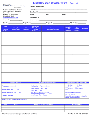 Fillable Online Laboratory Chain of Custody Form Page of Fax Email Print - pdfFiller