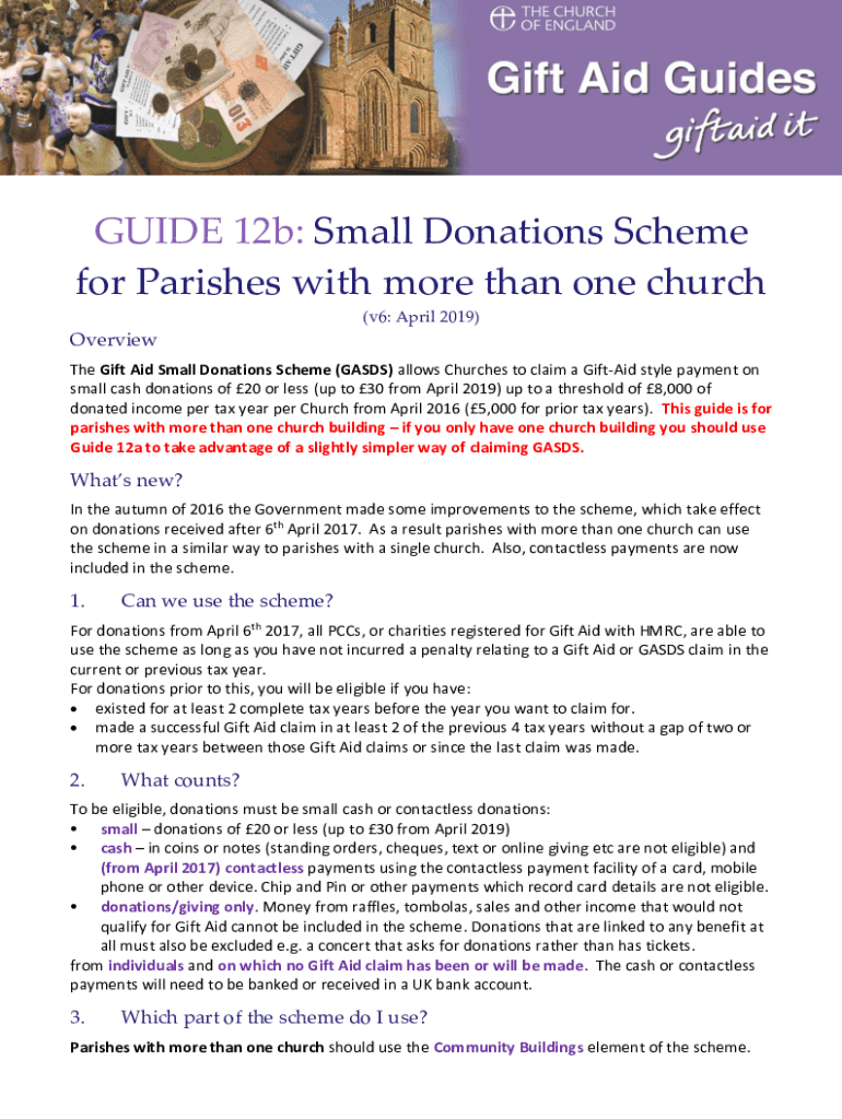 Fillable Online Small Donations Scheme for Parishes with more than one ...