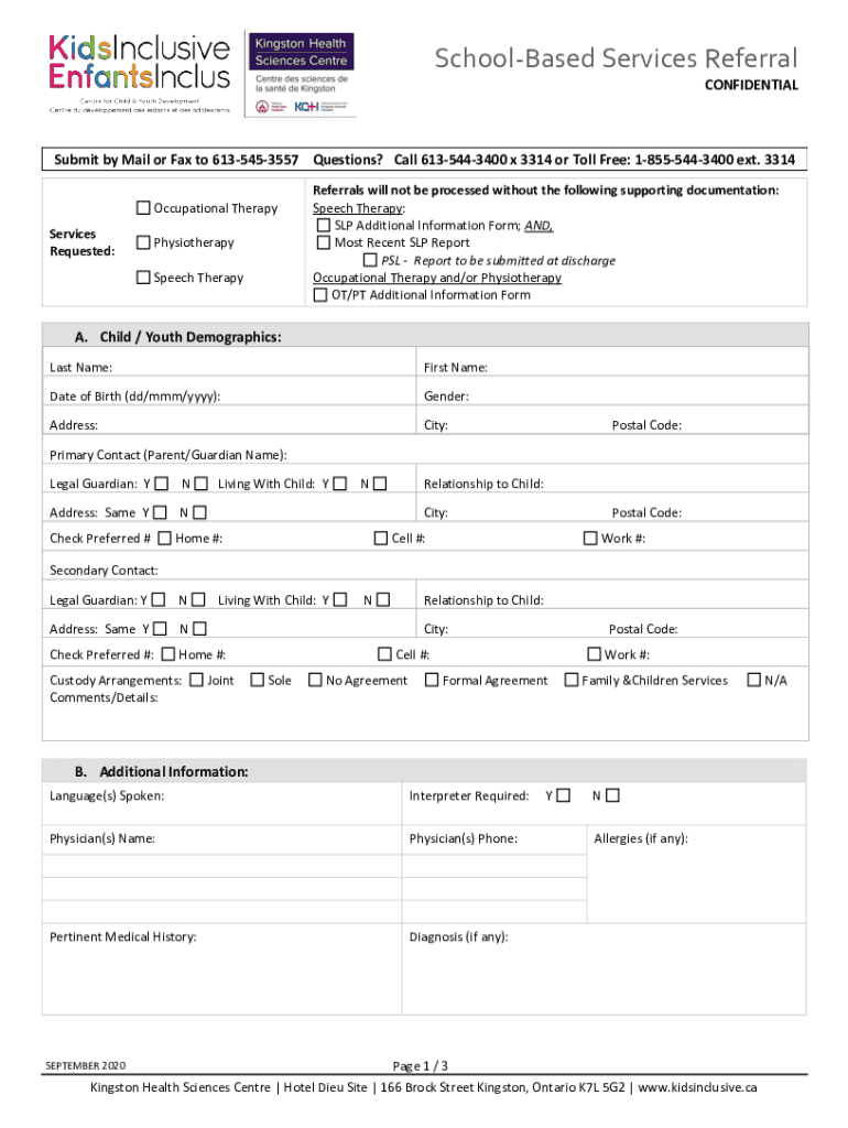 Fillable Online School Therapy ServicesThames Valley Children's Centre Fax Email Print - pdfFiller