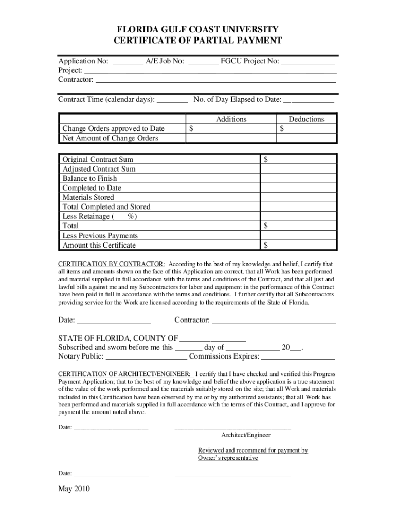 Fillable Online Certificate of Partial Payment Fax Email Print - pdfFiller