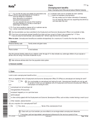 Fillable Online Claim - Unemployment benefits - Basic Unemployment ...