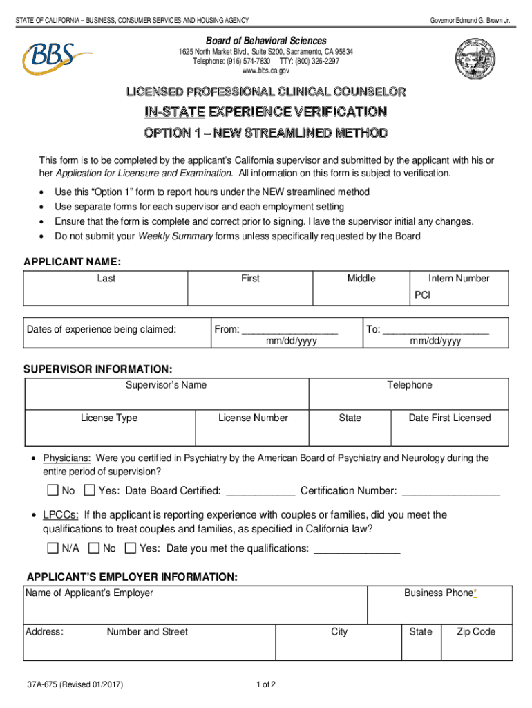 Fillable Online Fillable Online bbs ca L P C C Experience Verification ...