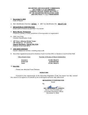 Fillable Online securities and exchange commission - sec form 17-c Fax ...