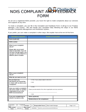 Complaints and Feedback Doc Template | pdfFiller