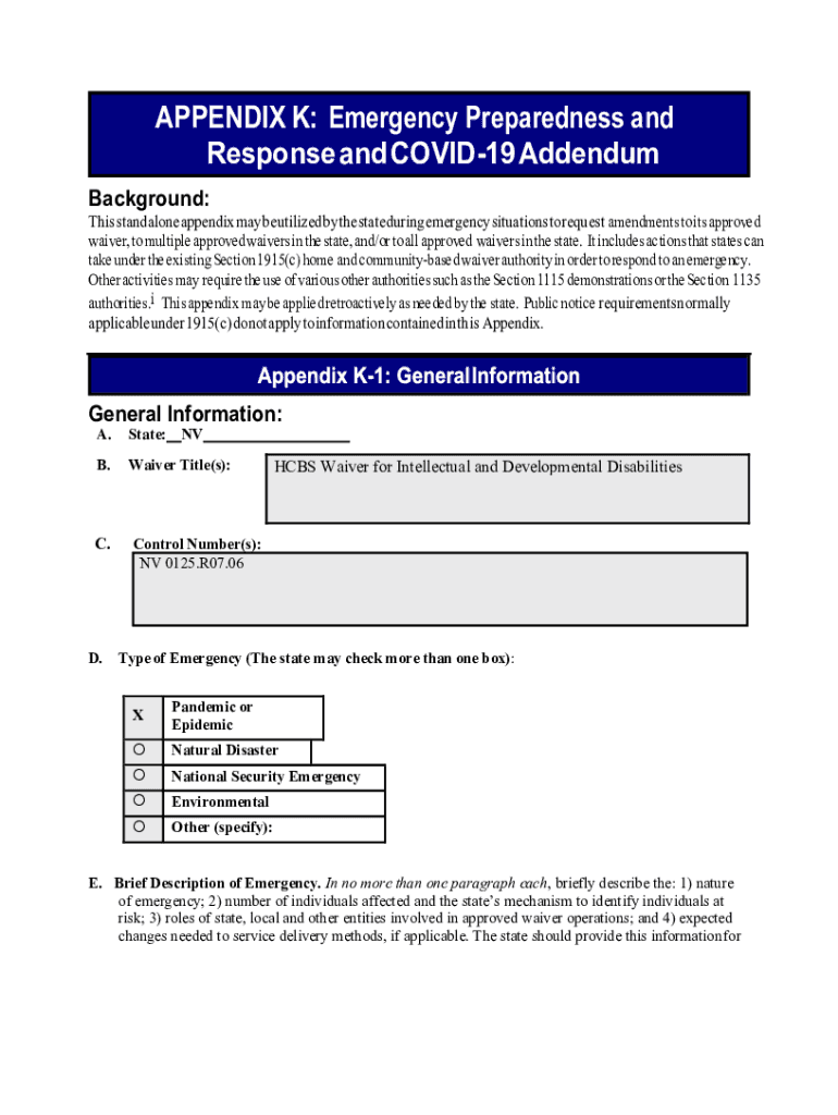 Fillable Online APPENDIX K: Emergency Preparedness and ... - DDS.ca.gov ...