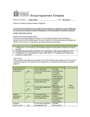 Fillable Online Annual Agreement Template - flip academyschool counseling Fax Email Print ...