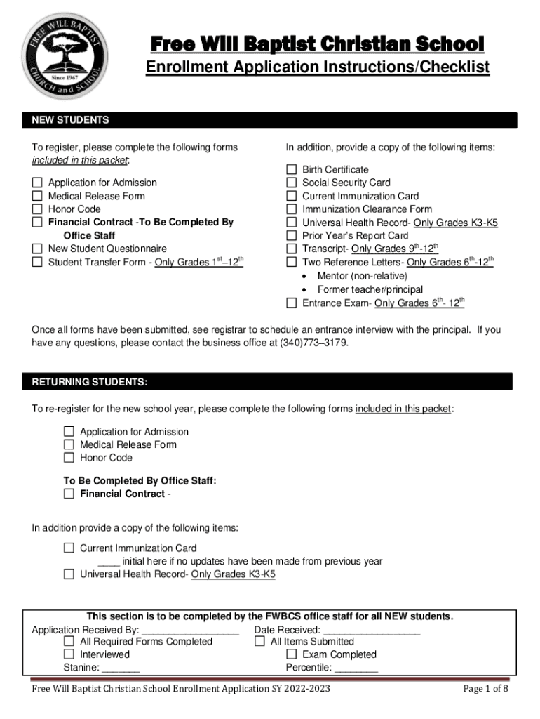 Fillable Online Enrollment Application Instructions/Checklist Fax Email Print - pdfFiller