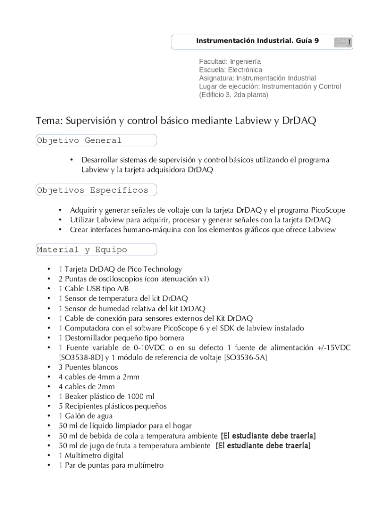 Fillable Online Tema: Supervisin y control bsico mediante Labview y DrDAQ Fax Email Print ...