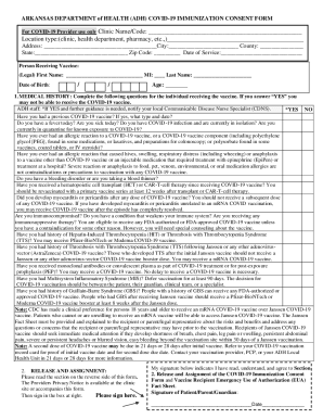 Fillable Online Provider COVID-19 Immunization Consent Form Fax Email Print - pdfFiller