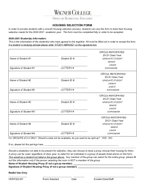 Fillable Online HOUSING SELECTION FORM Fax Email Print - pdfFiller