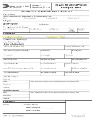 Fillable Online ors od nih NIH Form 829 Parts 1. NIH Visiting Program ...