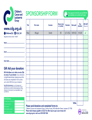 Fillable Online Charities: Sponsorship and Gift Aid declaration form ...