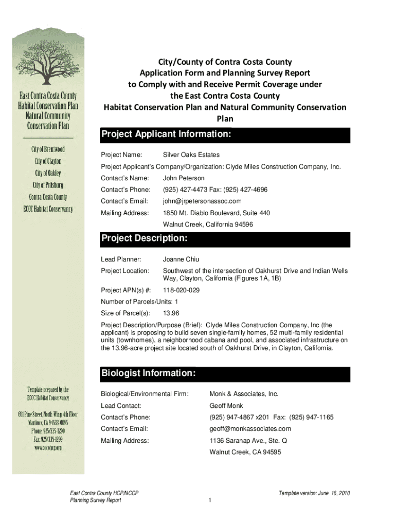 Fillable Online City/County of Contra Costa County Application Form and ...