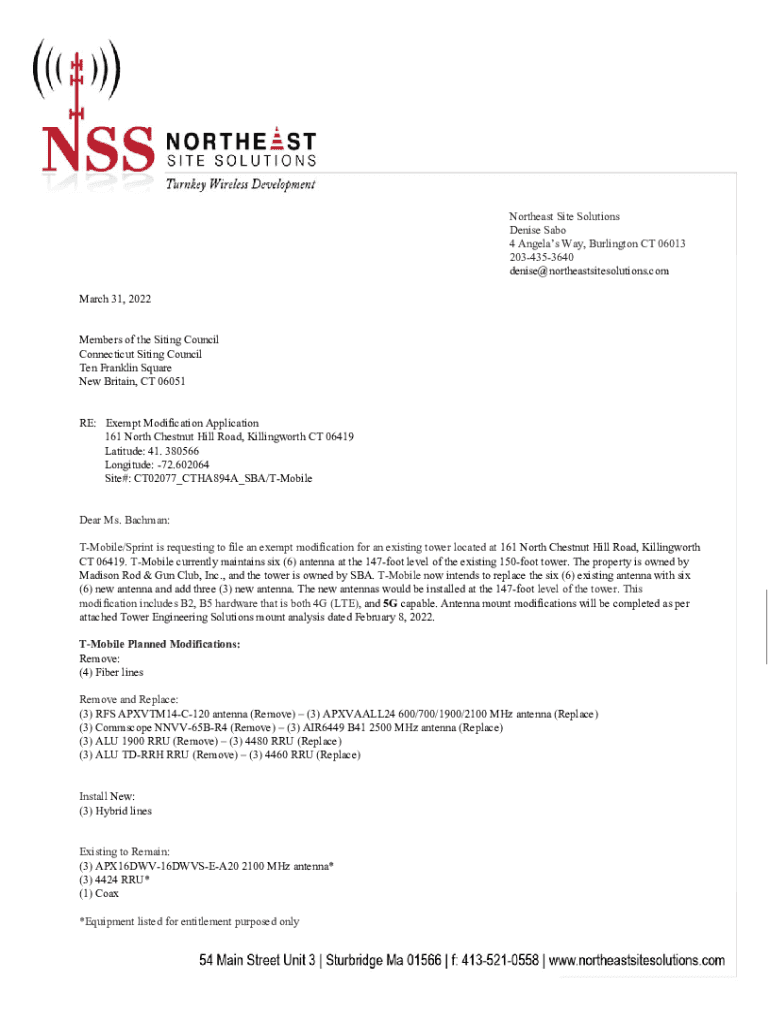 Fillable Online Fillable Online Northeast Site Solutions Denise Sabo 4 ...