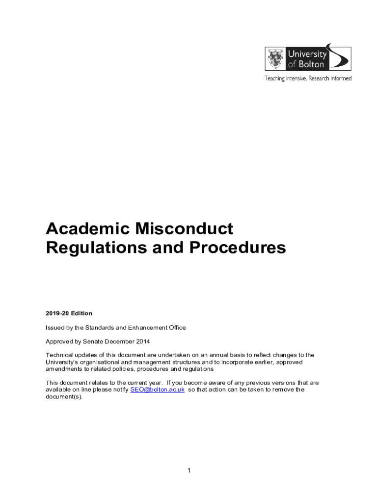 Fillable Online Academic Misconduct Regulations and Procedures Fax Email Print - pdfFiller