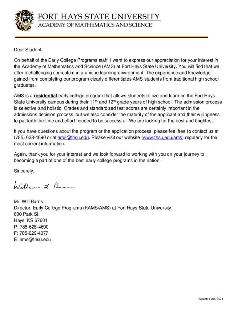 Fillable Online Fillable Online early college programs - Fort Hays ...