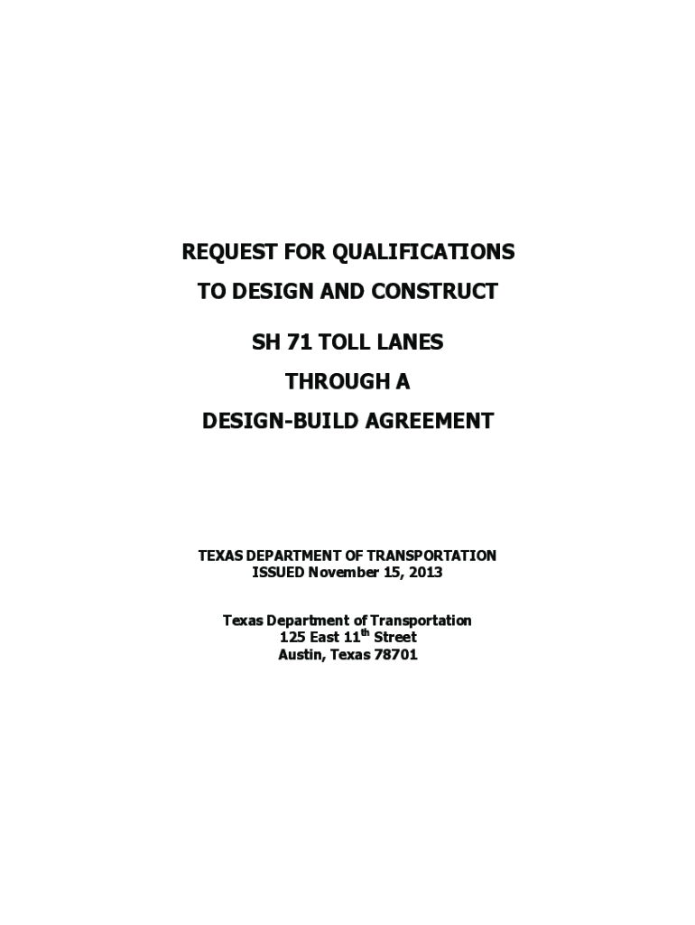 Fillable Online ftp txdot SH 71 Express Lanes Project - Request for Qualifications (RFQ ...