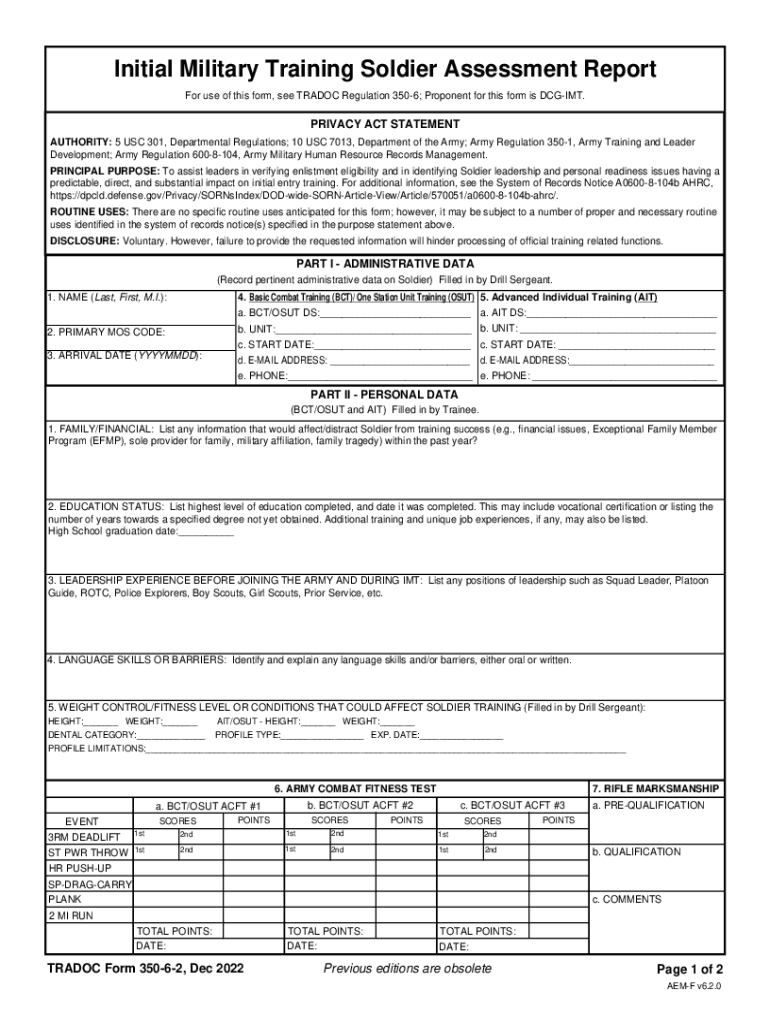 Fillable Online TRADOC Regulation 350-6 Headquarters, United States ...