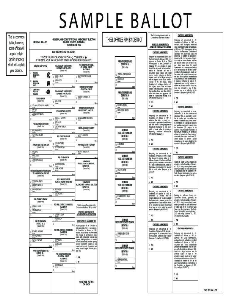 Fillable Online Sample Ballot - City of Gadsden Fax Email Print - pdfFiller