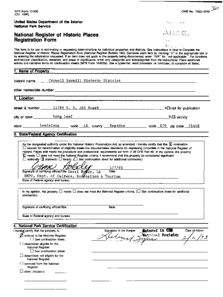 Fillable Online National Register Bulletin: How to Complete NR Form Fax ...