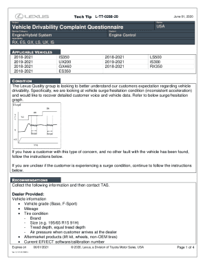 Fillable Online Vehicle Drivability Complaint Questionnaire Fax Email ...