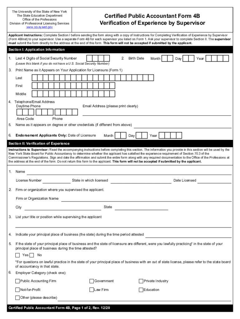 Certified Public Accountant Form 4B: Fill out & sign online | DocHub