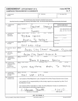 Fillable Online Form ACTA (Amendment Fax Email Print - pdfFiller
