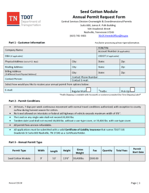 Fillable Online Seed Cotton Module Annual Permit Request Form TN.gov ...